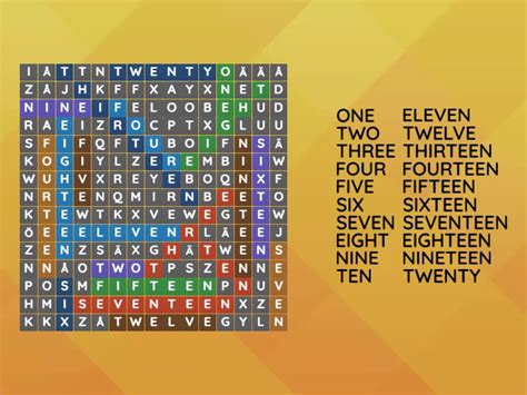 Numbers Wordsearch