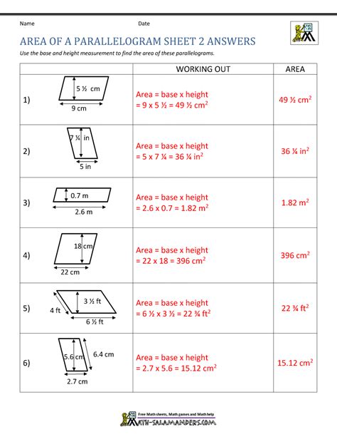 Parallelogram Worksheet With Answers Worksheets Library