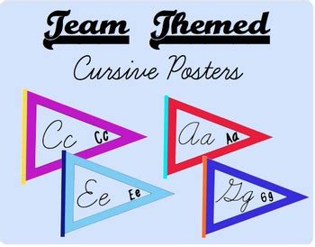 Team Themed Cursive Alphabet Posters For Upper Elementary Classroom