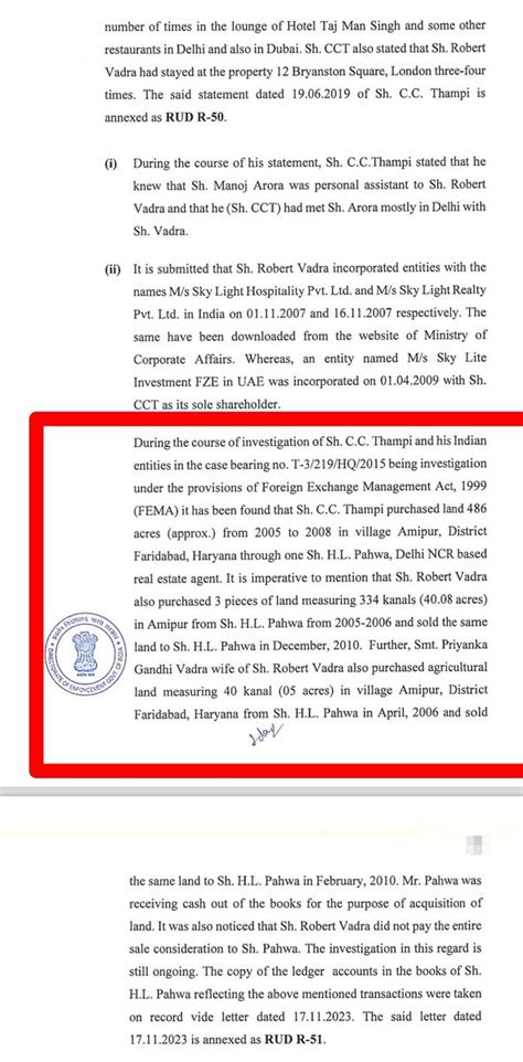 Ed Files Chargesheet Against Priyanka Gandhi Robert Vadra Aide In Land