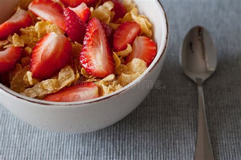 Healthy Breakfast Cornflakes Strawberries Stock Image Image Of Breakfast Natural