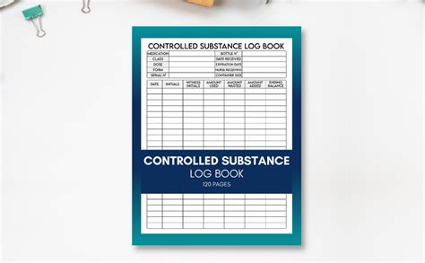 Controlled Substance Log Book Drugs And Narcotics Record Book For Doctors Office Large Size