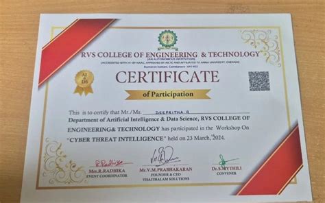 R Deepritha Raja On Linkedin Finally Got The Certificate On Cyber