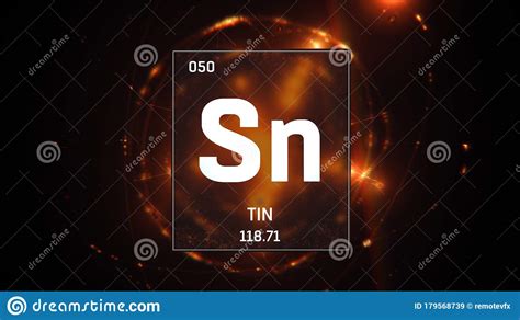 Tin Als Element 50 Van De Periodieke Tabel 3d Illustratie Op Oranje