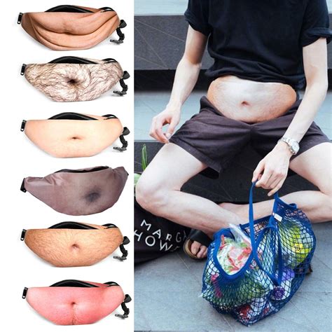 Novelty Fun Men Women Dad Bag Dad Bod Waist Bags Beer Fat Hairy Belly