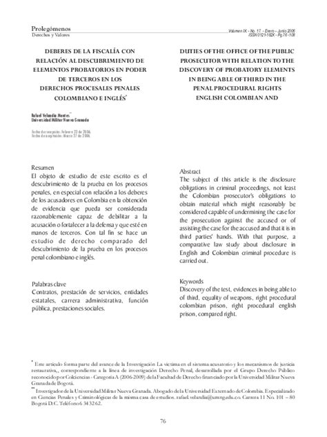 Pdf Descubrimiento De La Prueba Rafael Velandia