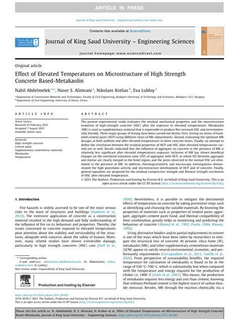 Journal 3 Effect Of Elevated Temperatures On Microstructure Of High Strength Pdf