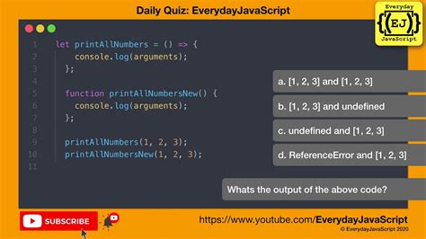 Dailyquiz Question 5 Everyday Javascript Javascript Arguments Youtube