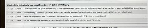 Solved Which Of The Following Is True About Page Layout