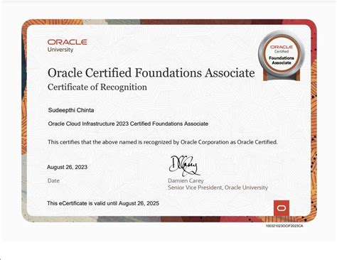 Chinta Sudeepthi On Linkedin Oracle Oraclecertifiedfoundationsassociate