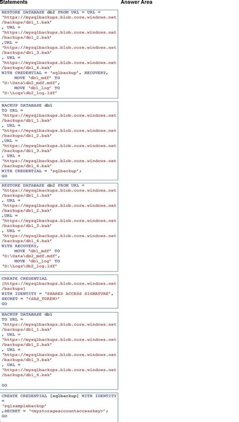 Which Three Transact SQL Statements Should You Execute In Sequence Exam Training