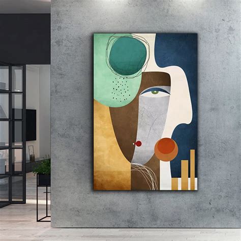 Abstract Geometric Face Canvas Wall Art Scandinavian Style Canvas