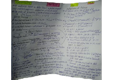 Solution Short Note Of Matrices By Amit Chaudhary Studypool