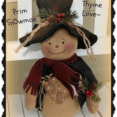 Primitive Snowman Pattern Winter Thyme Love Prim Snowman Etsy