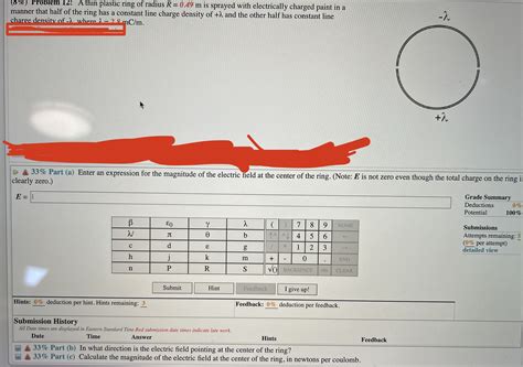 Solved 8 Problem 12 A Thin Plastic Ring Of Radius