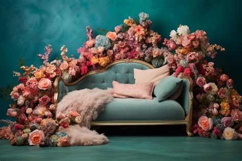 Premium Photo Enchanting Backdrop Photoshoot Baby And Adult Floral Design