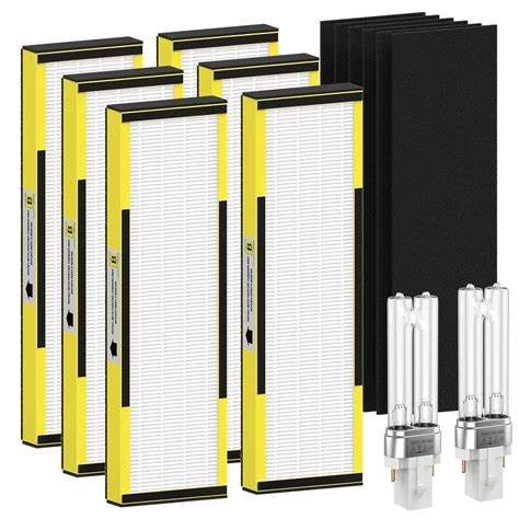 6 Packs Flt4825 Hepa Replacement Filter B And 2 Uv C Replacement Bulb
