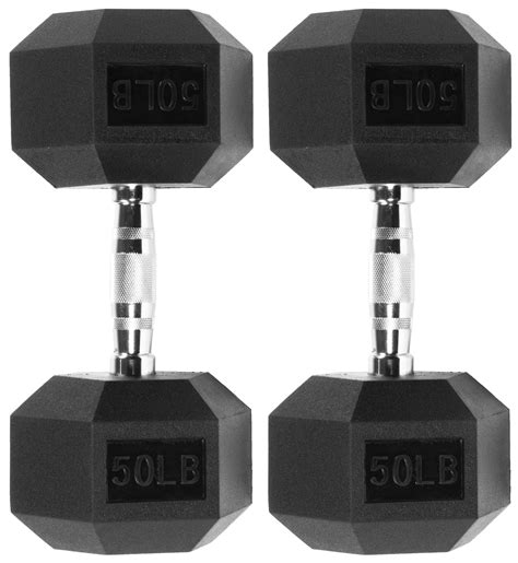 Signature Fitness Rubber Encased Hex Dumbbell
