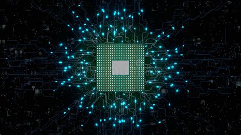 Cpu Modern Processor Motherboard Computer Chip With Connections And Signals 3d Render Stock