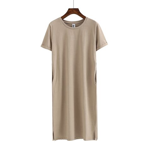 Xias New Korean Version Of The Round Neck Mid Length With Pocket