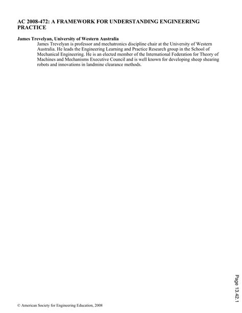 Pdf A Framework For Understanding Engineering Practice