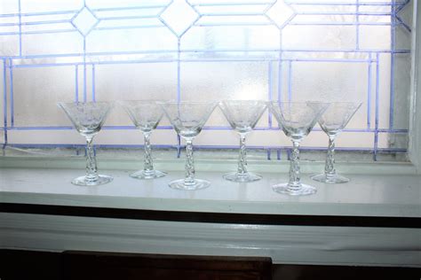 6 Fostoria Mayflower Champagne Glasses Vintage Stemware