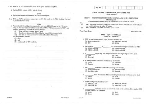 15EC301 5 SEM Question Paper Microprocessor Microcontroller And