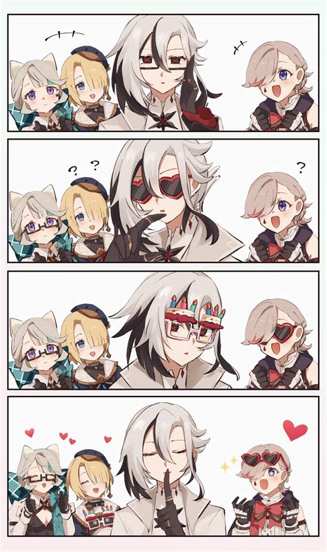 Arlecchino Lynette Lyney And Freminet Genshin Impact Drawn By Nekorin Chu Danbooru