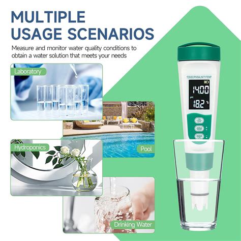 5 In 1 Water Tester Ph Ec Tds Salt Temp Meter Water Analyzer For Pools