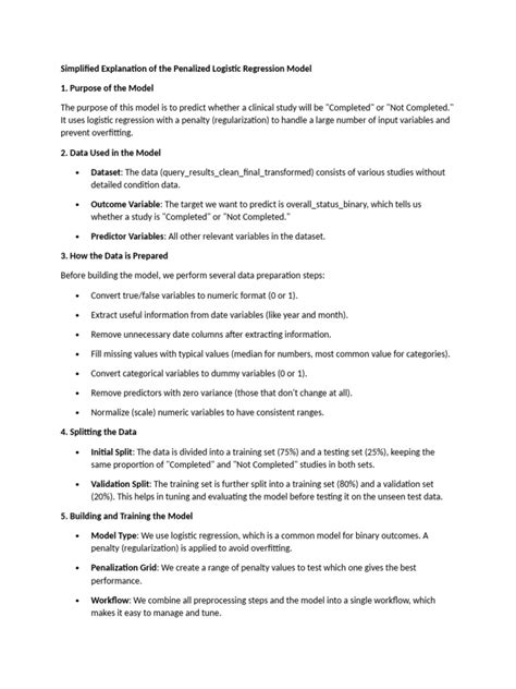 Simplified Explanation Of The Penalized Logistic Regression Model Pdf
