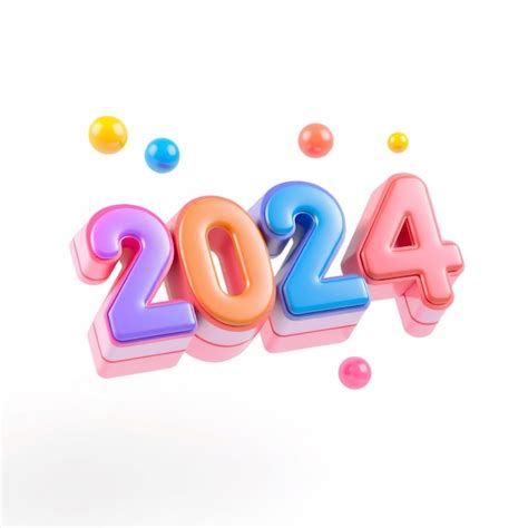 3d Colorful 2024 Numbers With Confetti On White Background Premium Ai