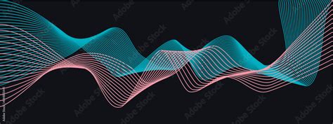 Undulate Mint Coral Wave Swirl Twisted Curve Lines With Blend Effect
