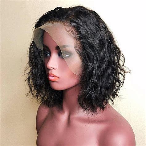 Wasser Welle Kurzen Bob Spitze Front Perücken Mit Baby Haar Reines