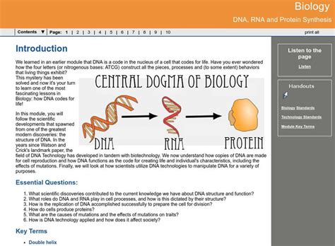Ga Virtual Learning Biology Dna Rna And Protein Synthesis Unit Plan For 9th 10th Grade