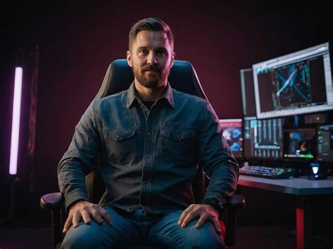 Game Developer Standing With One Hand Raised And The O 2 1 Premium Ai