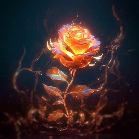 Premium Ai Image Beautiful Burning Rose Black Background