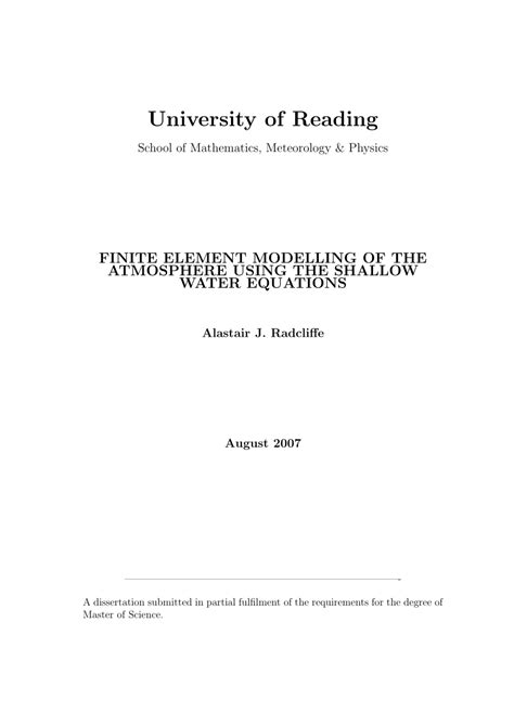 Pdf Finite Element Modelling Of The Atmosphere Using The Shallow