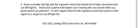 Solved 3 Draw A Sample Vds Vgs Plot For A Generic Nmos That