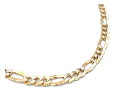 Cadena Para Hombre Oro K Diamantada Figaro Cm Mm Mercado Libre