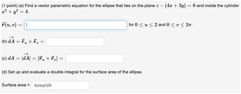 solved 1 ﻿point a ﻿find a vector parametric equation for