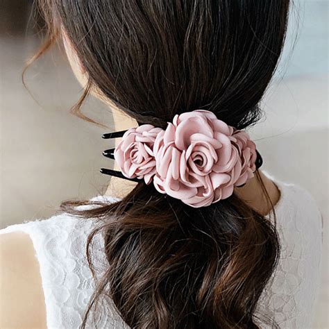 Badu Bg Нова модна дамска кърпа с нокти за коса цвете елегантна дамска щипка за коса с патешка