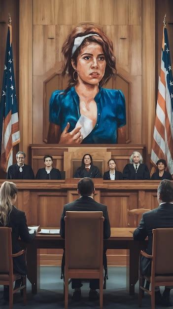 Court Of Law And Justice Trial Stand Portrait Of Beautiful Female