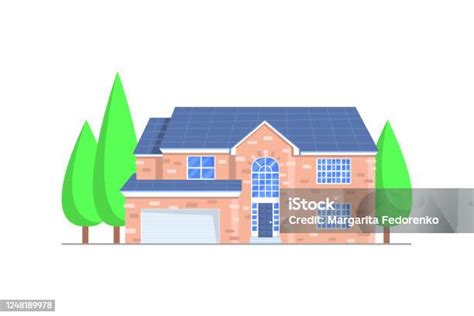 집 건물 벡터 아이콘입니다 마을 집 별장 및 빌라 맨션 방갈로 타운 하우스 건축 및 부동산 산업 창문 지붕 문 및 나무가있는 건물의 외부 고립 된 0명에 대한 스톡 벡터