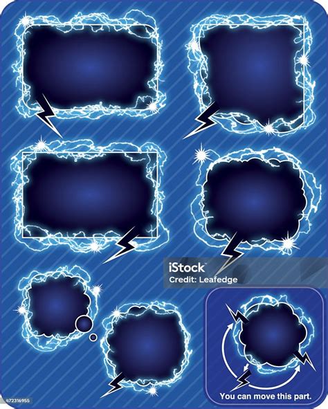 말풍선을 블루 썬더볼트 번개에 대한 스톡 벡터 아트 및 기타 이미지 번개 충격 검은색 Istock