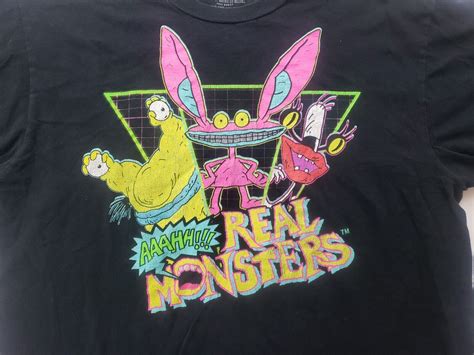 Aaahh Real Monsters Nickelodeon Retro 90s Style Tee S Gem