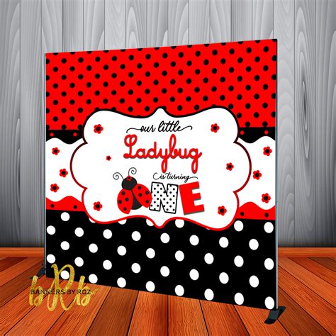 Ladybug 1st Birthday Party Backdrop Personalized Step And Repeat Desig Banners By Roz