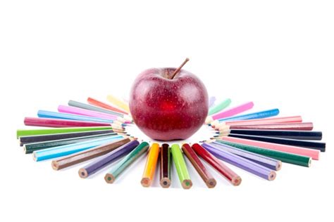 Colorful Pencils With Apple Free Stock Photo Public Domain Pictures