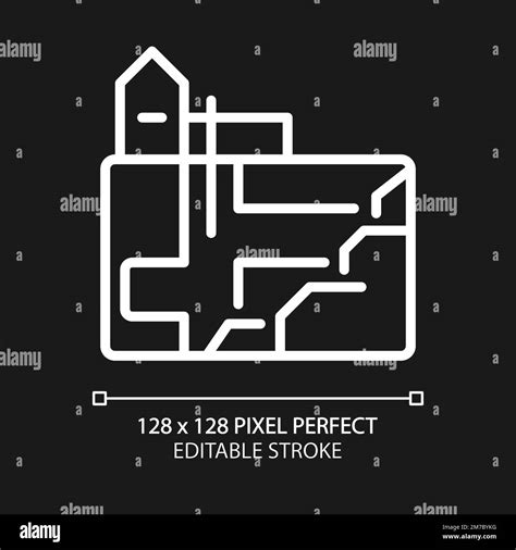 Underground Mining Pixel Perfect White Linear Icon For Dark Theme Stock
