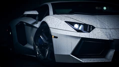 흰색 람보르기니 초차 물방울 배경 화면 2560x1440 배경 화면 다운로드