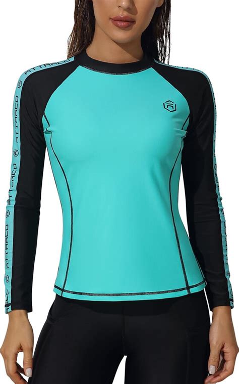 Attraco Rash Vest Womens Long Sleeve Upf 50 Sun Protection Rash Guard
